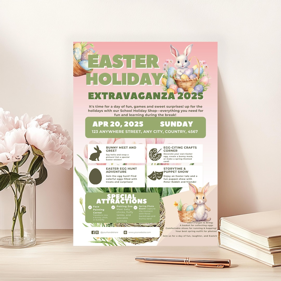 Editable Easter Event Program Template - Instant Download - A4 ...