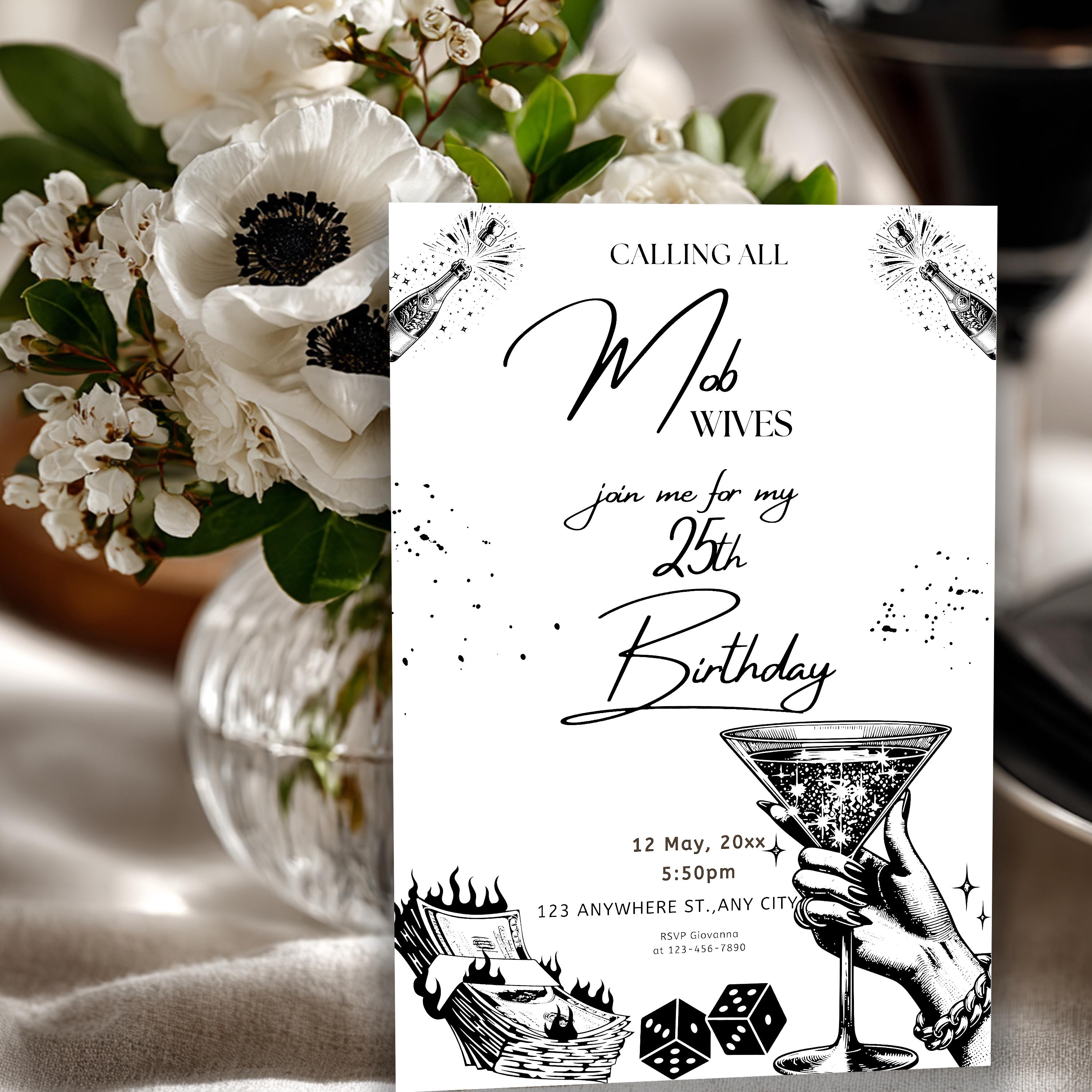 Mob Wives Birthday Invitation | Martini Party Invite | 25th Birthday ...