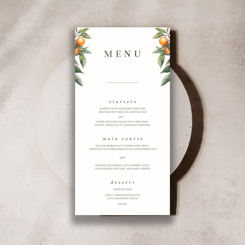 Orange Wedding Invitation Suite, Mediterranean Citrus Invite Set ...