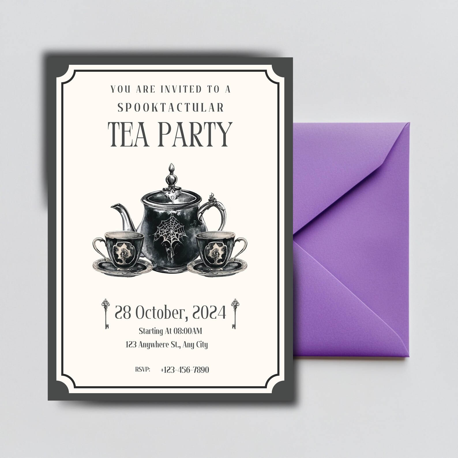 Victorian Gothic Tea Party Invitation, Editable Spooky Halloween ...