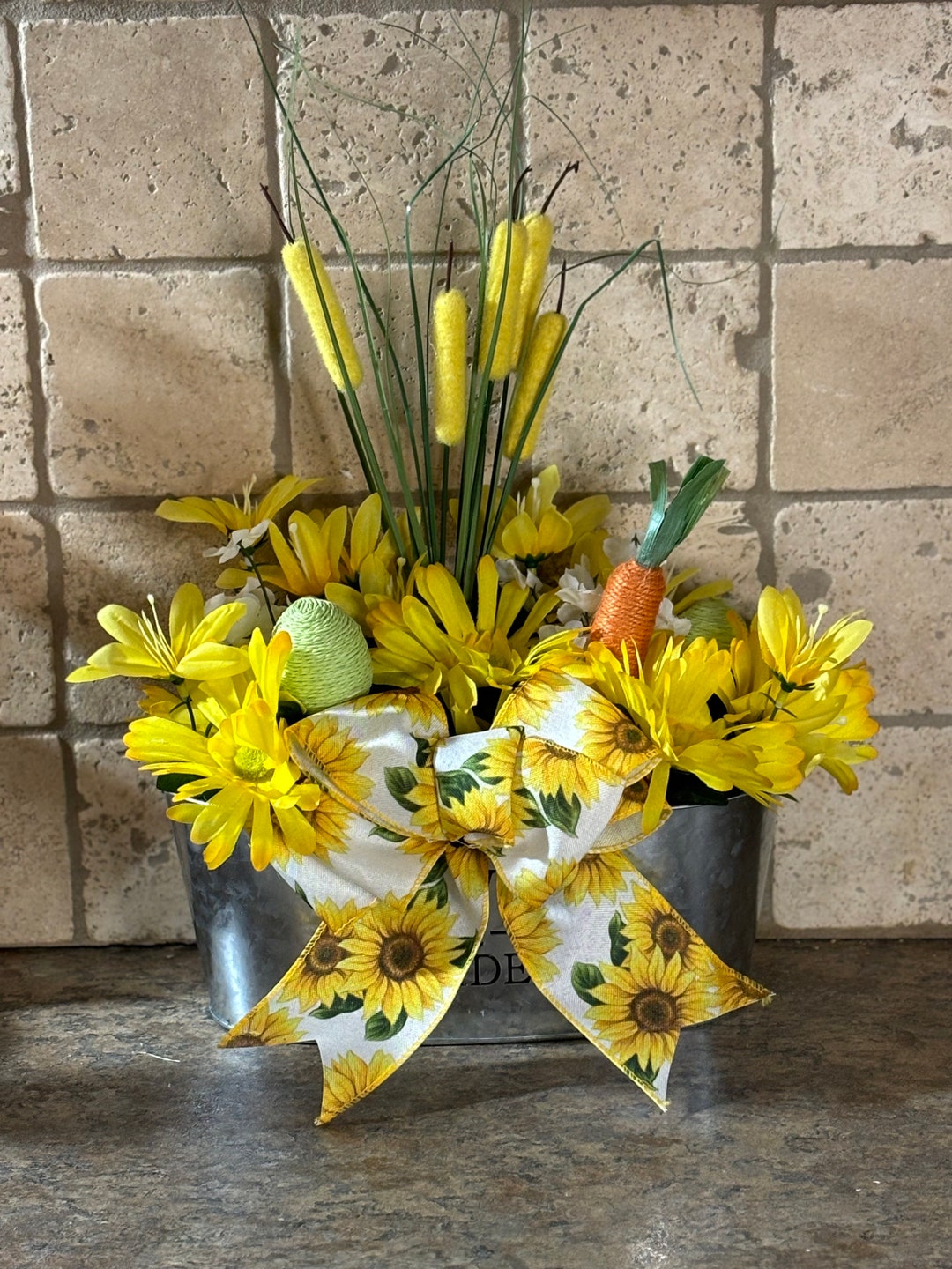 Easter Sunflower Floral Galvanized Bucket Centerpiece - Etsy