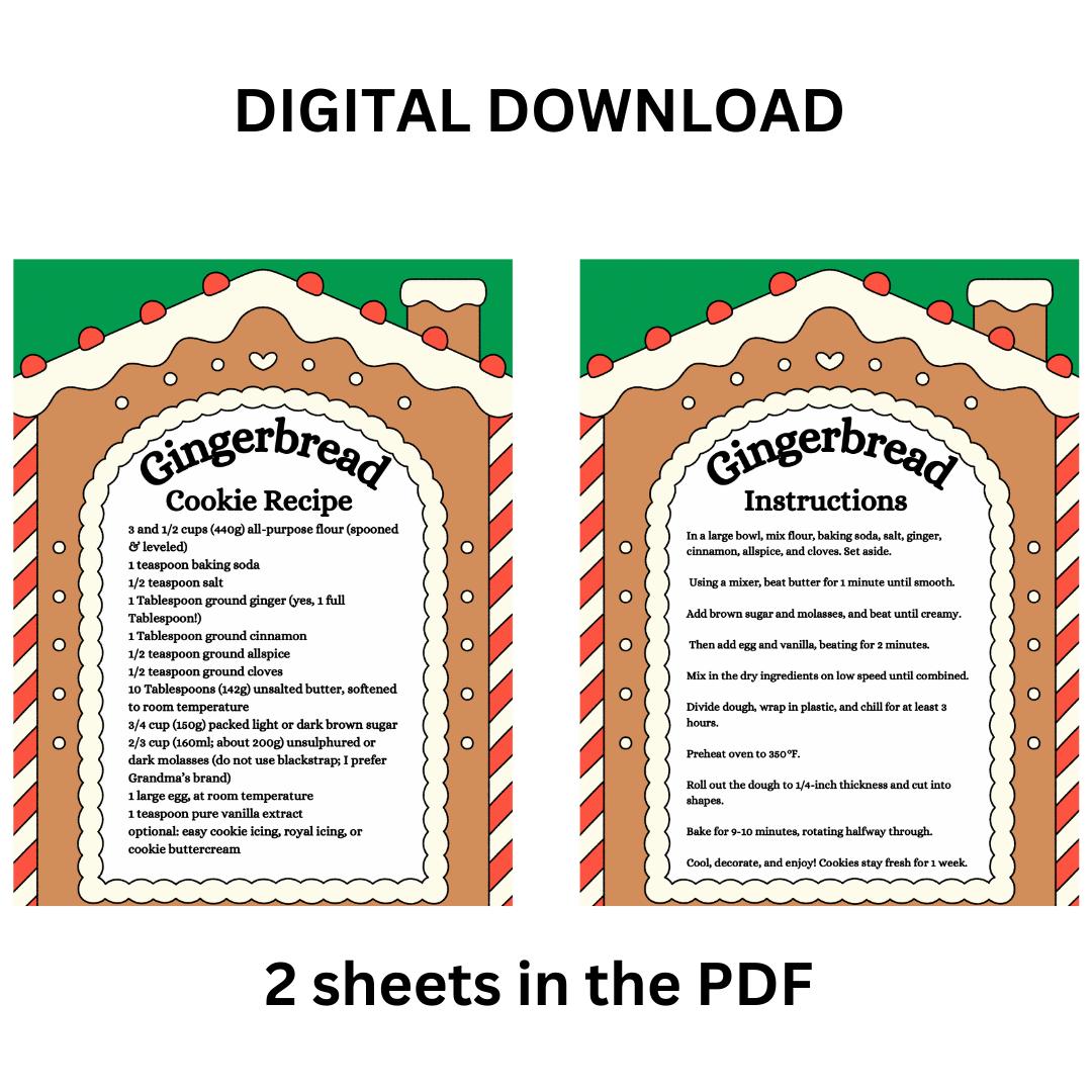 Gingerbread Cookie Recipe & Baking Instructions – Digital Download (PDF ...