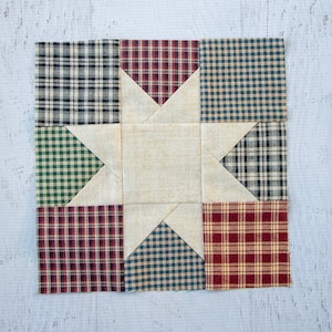 Quilt Block Sweatshirt- Handmade 9-patch Star Block- Plaid Fabrics - Etsy