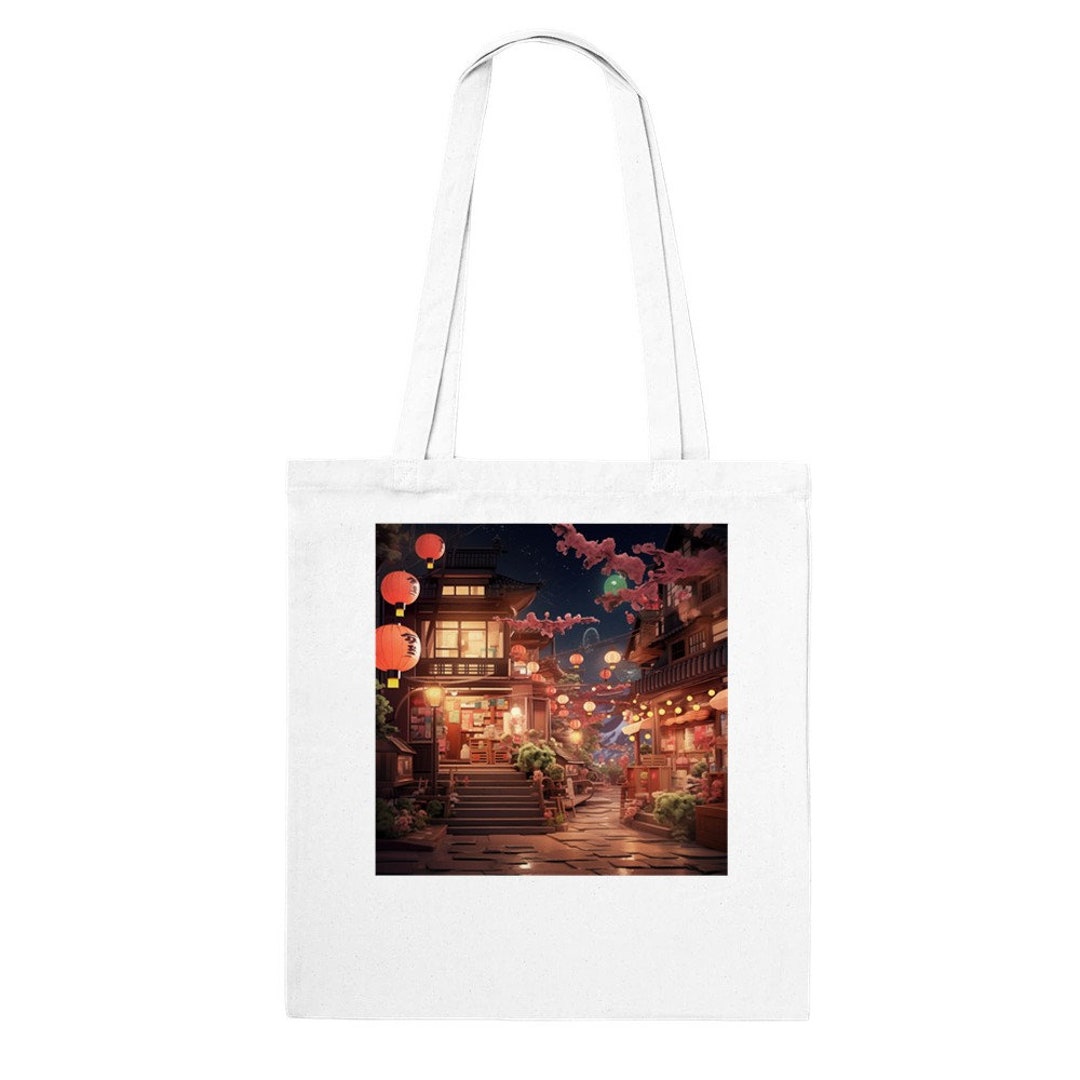 Japanese Cherry Blossom Evening: Anime-inspired Tote Bag With Ukiyo-e ...