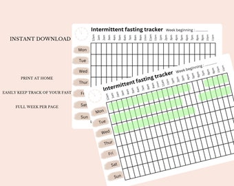 Intermittent Fasting Tracker Printable, Intermittent Fasting Chart ...