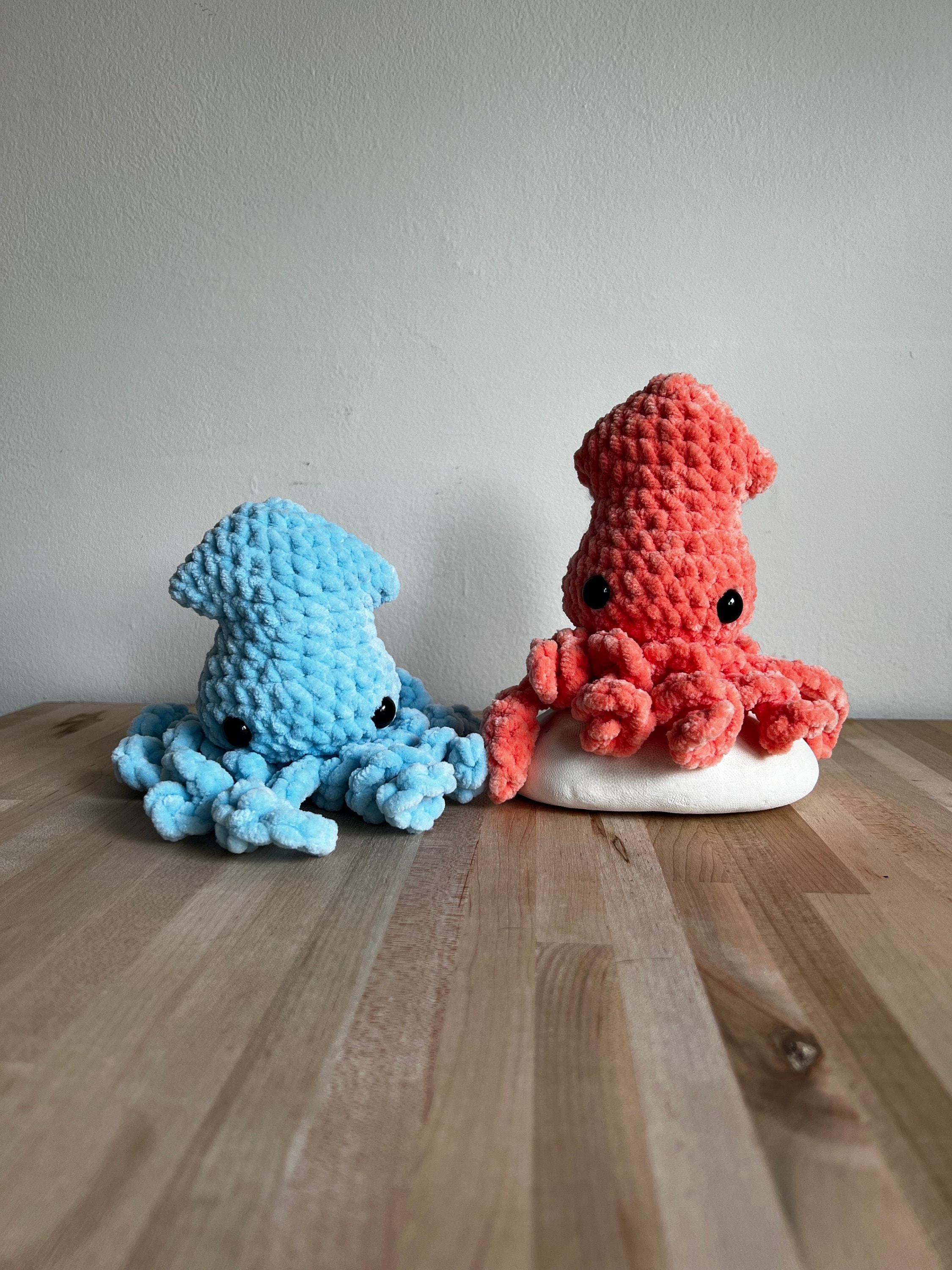 Crochet Squid Plushie, Velvet Crochet Squid Plushie, Cute Squid ...