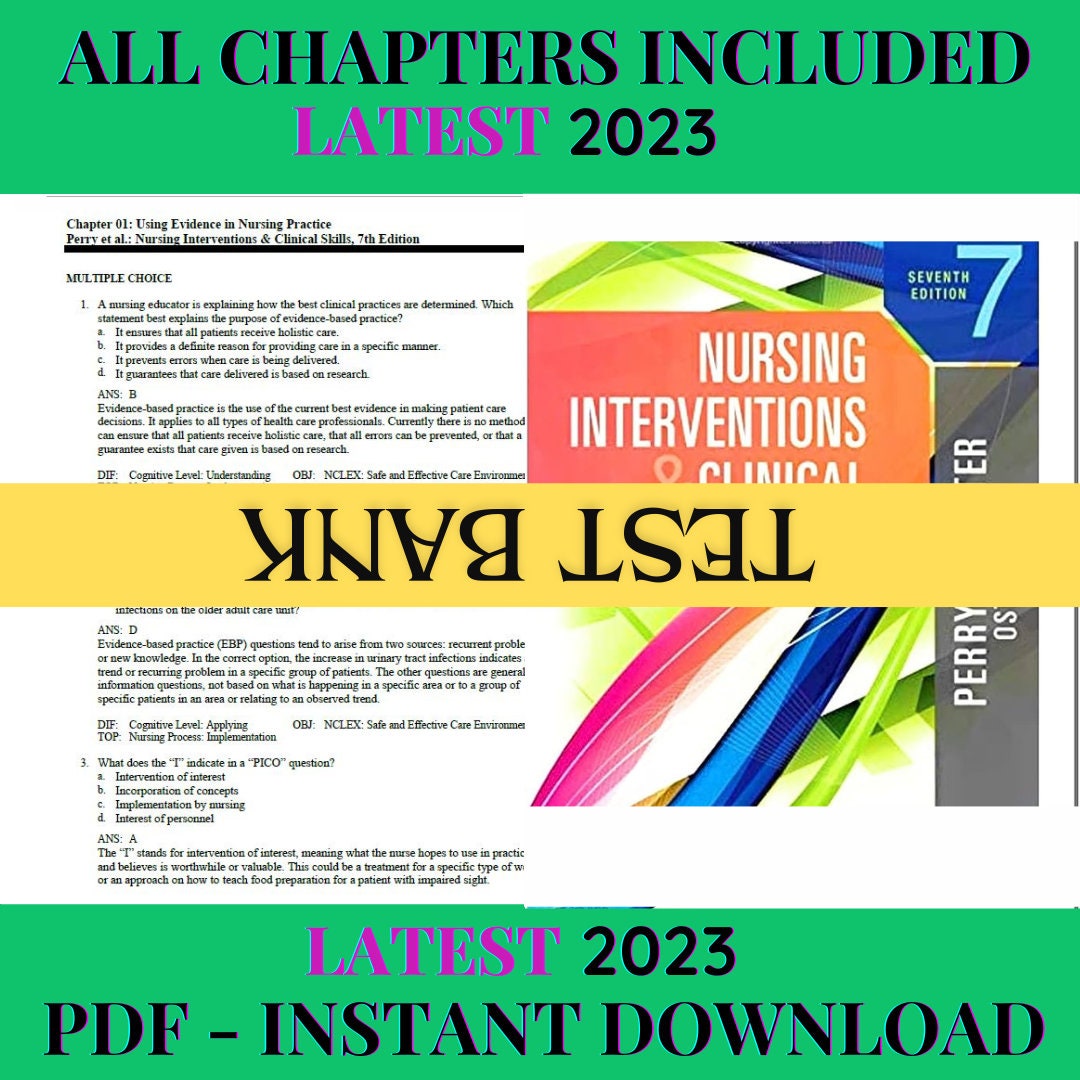 Nursing Interventions & Clinical Skills, 7th Edition Potter Теѕt ВаոΚ ...