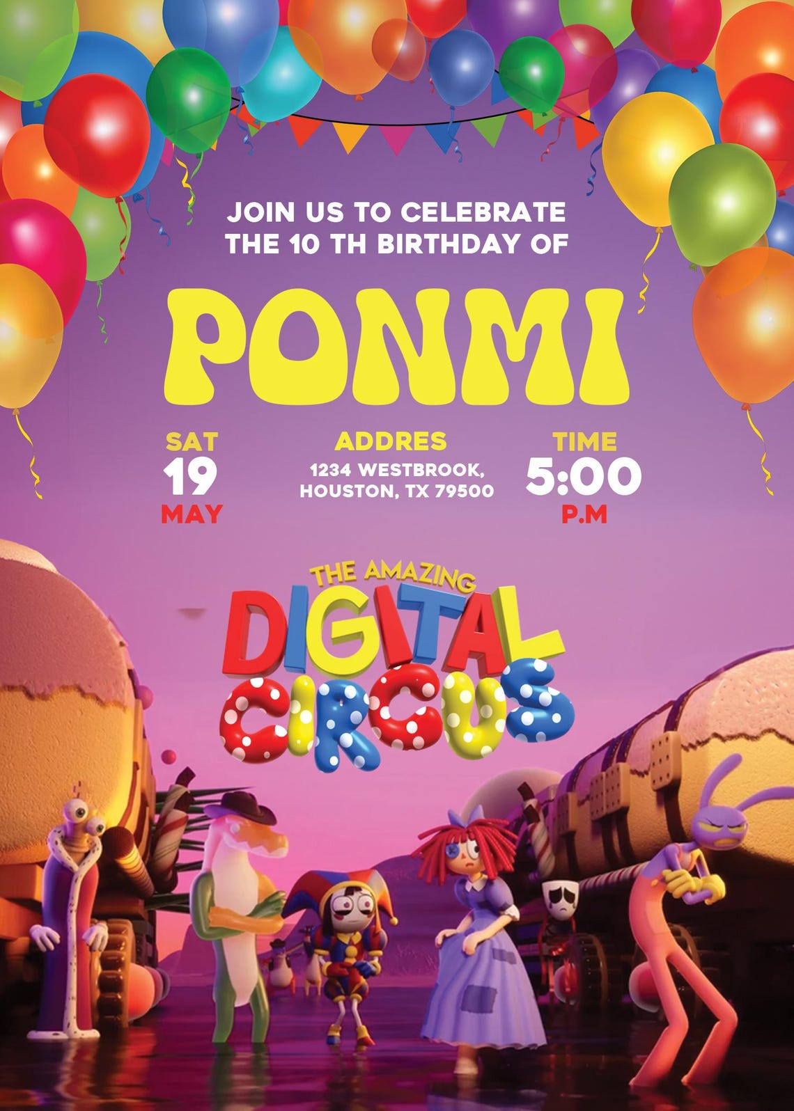 Printable the Amazing Digital Circus Birthday Invitation - Etsy