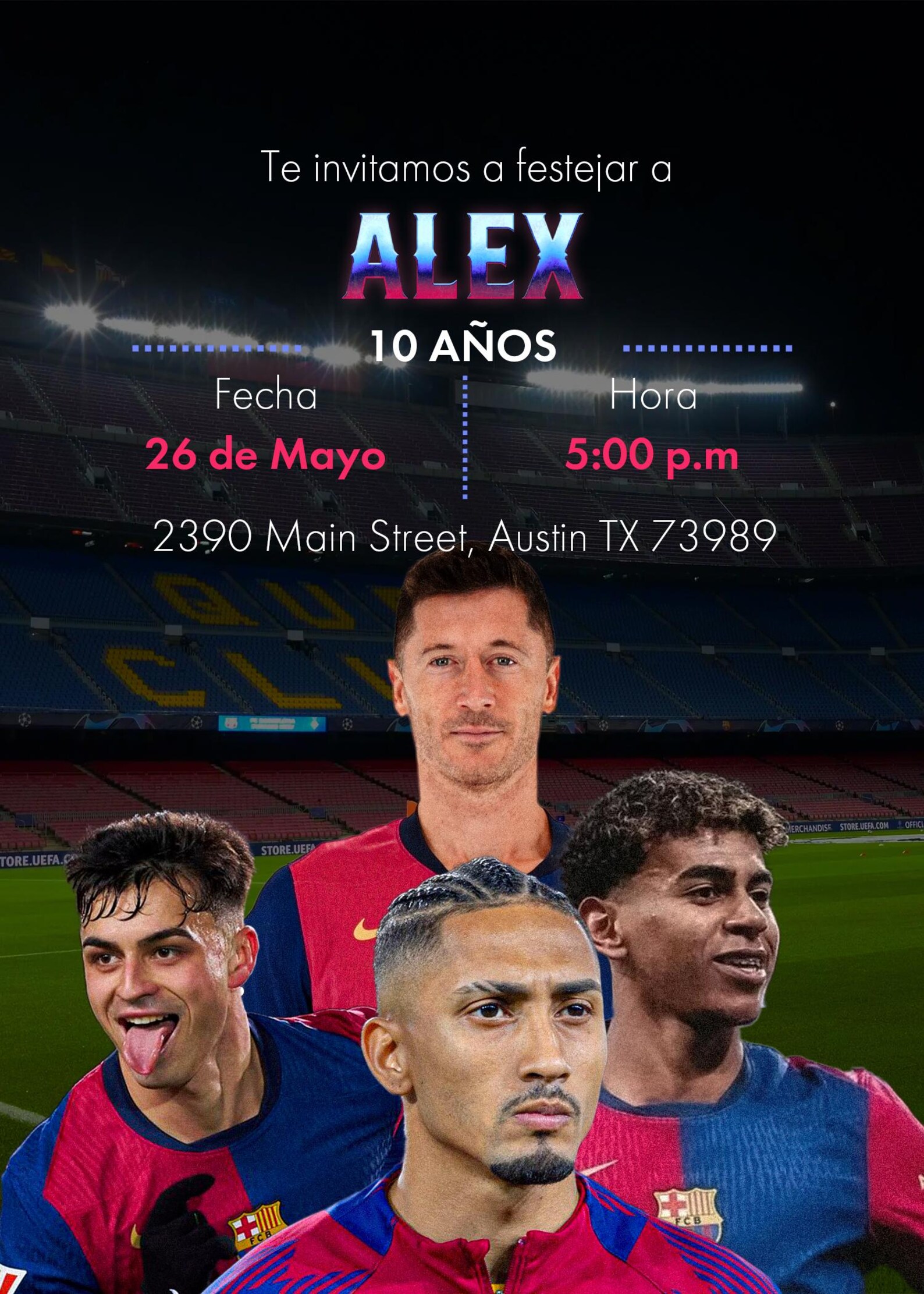 Fc Barcelona Birthday Invitation (english and Spanish) Invitacion Fc ...