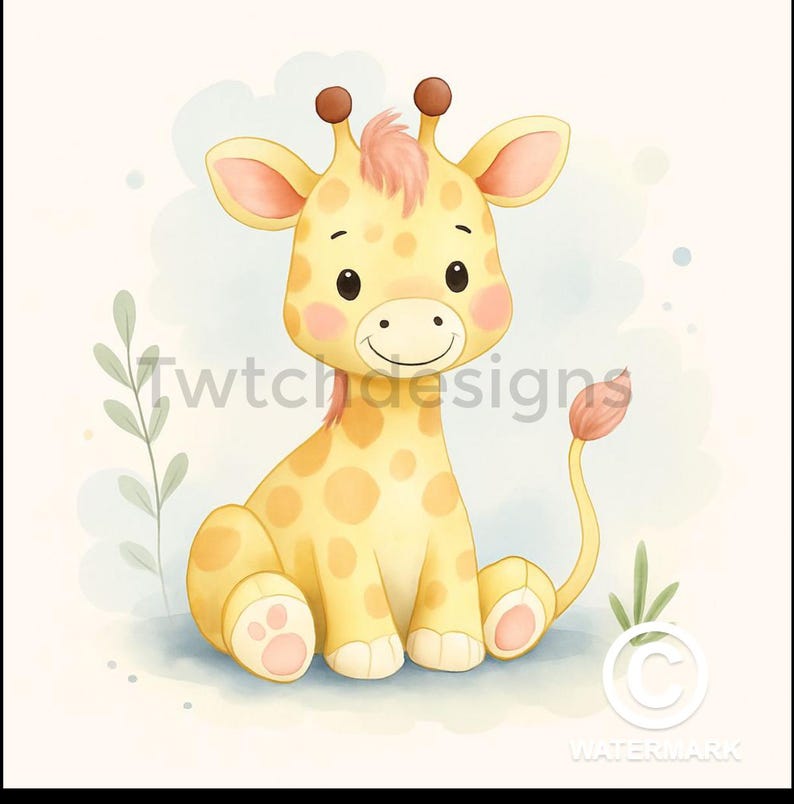 Wall Art - Zoo Animals Watercolor 8x8 Digital Print Download - Etsy