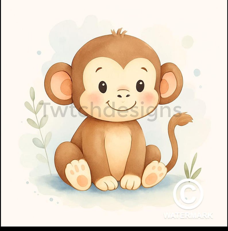 Wall Art - Zoo Animals Watercolor 8x8 Digital Print Download - Etsy