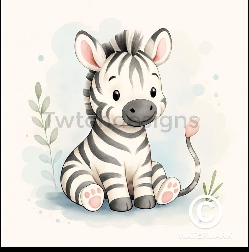 Wall Art - Zoo Animals Watercolor 8x8 Digital Print Download - Etsy