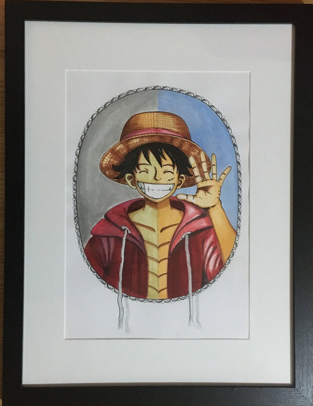 Drawing Luffy From One Piece Two Different Colour Marker Pen and a ...