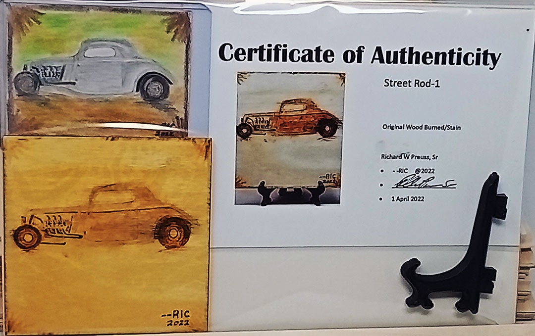 Original Pyrography Wood Burned Art: Street Rod 1 W/coa - Etsy