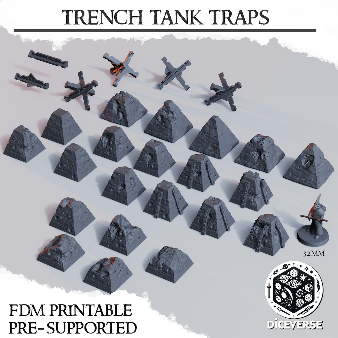 Diceverse - Trench Terrain: Tank Traps - (custom Order) - Etsy