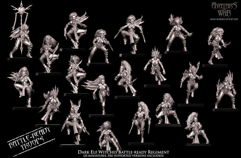 Avatars of War - Dark Elf Witches - Fantasy / D&D (custom Order) - Etsy UK