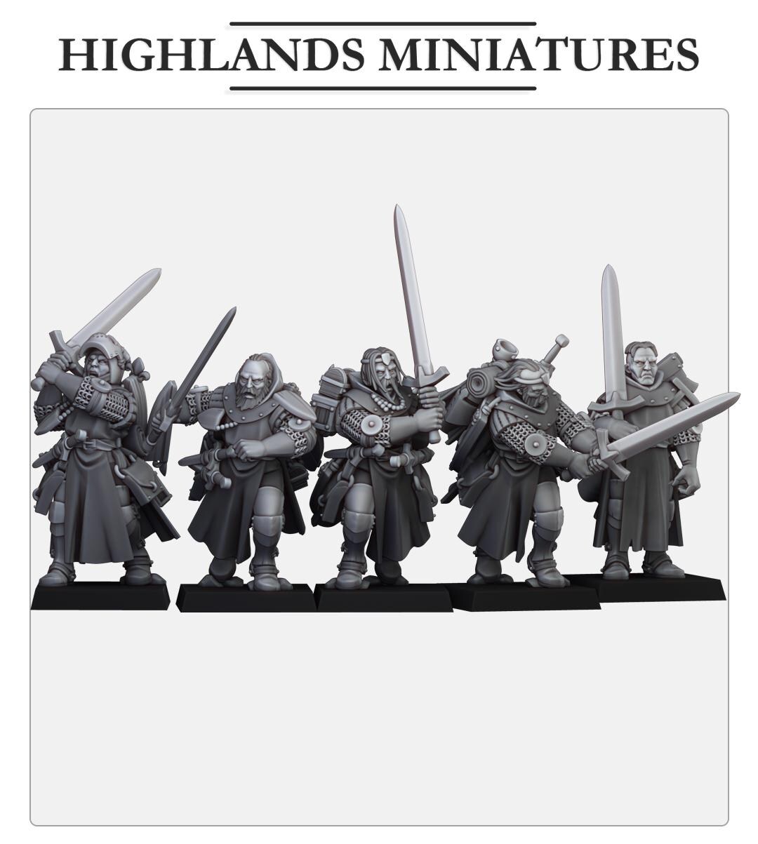 Highland Miniatures - Dismounted Questing Knights X5 - Fantasy / D&D ...