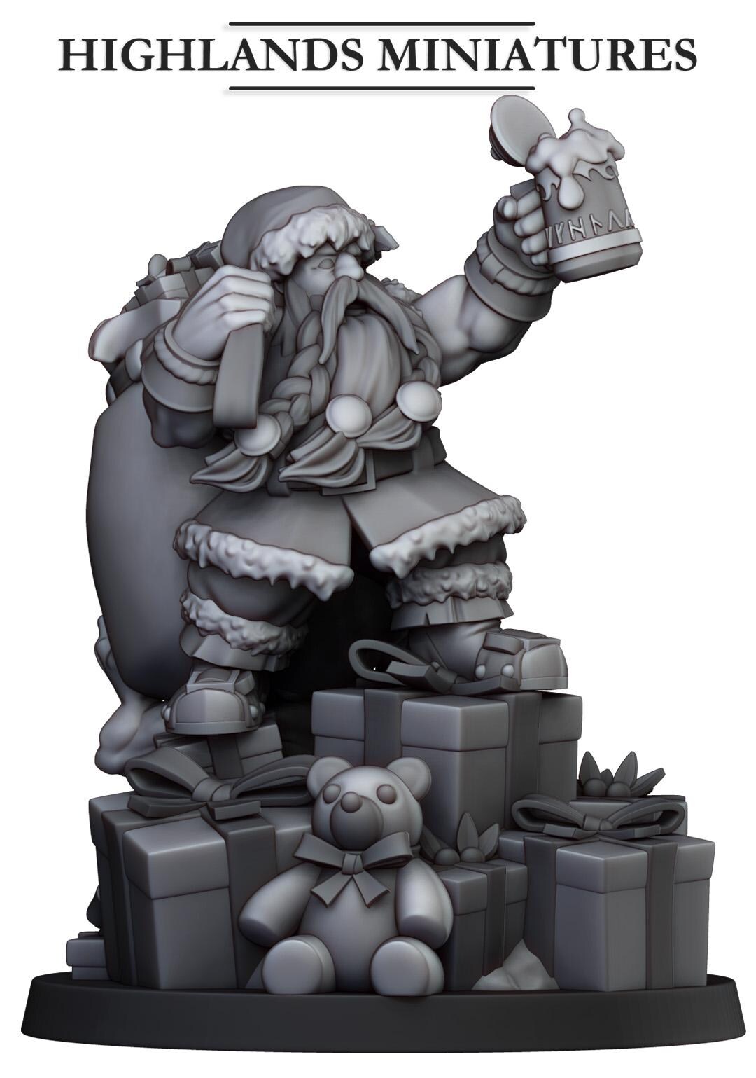 Highland Miniatures - Christmas Santa Dwarf - Fantasy / D&D (custom ...