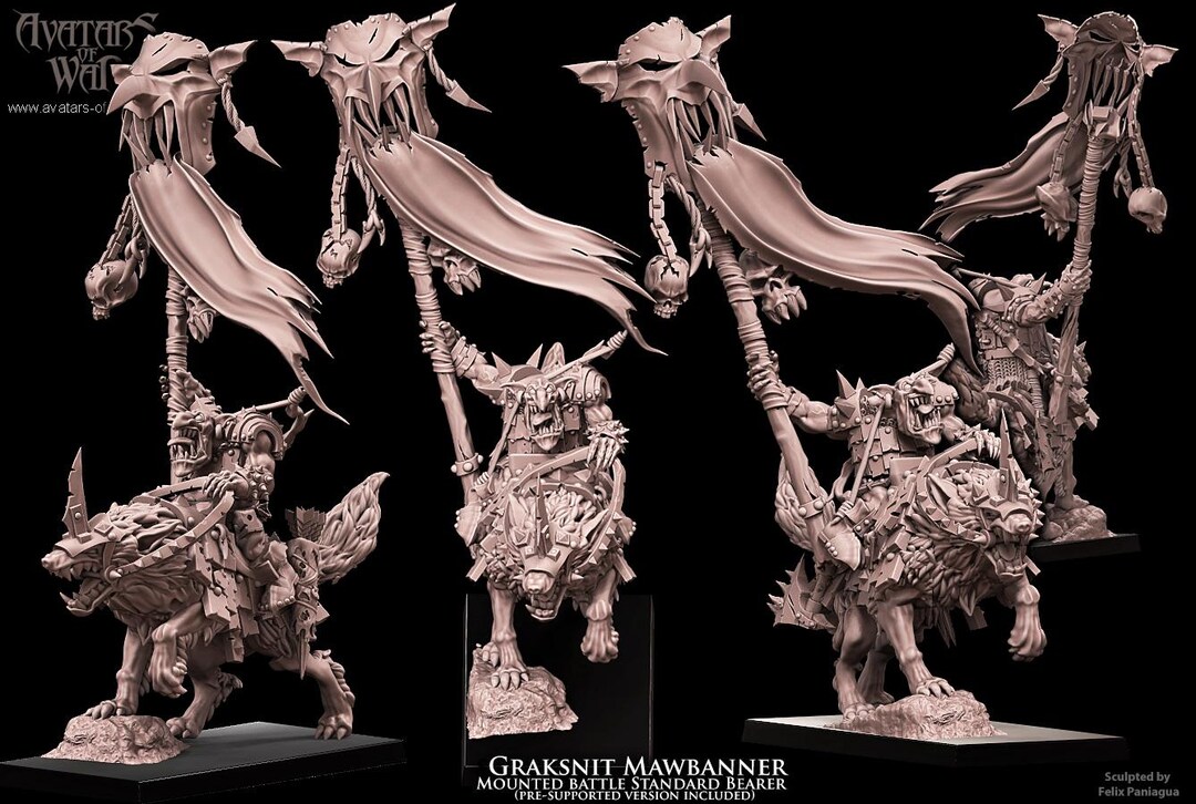 Avatars of War - Goblin Mounted Battle Standard Bearer - Fantasy / D&D ...