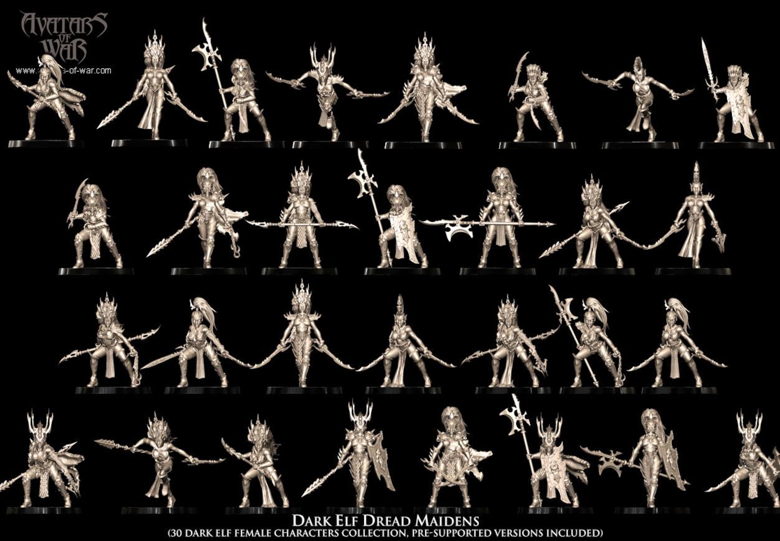 Avatars of War - Dark Elf Dread Maidens - Fantasy / D&D (custom Order ...