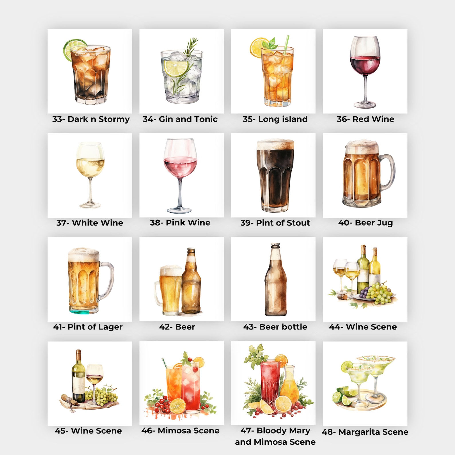 Cocktail Clipart Bundle Watercolor Cocktail Clipart Bundle Wedding ...