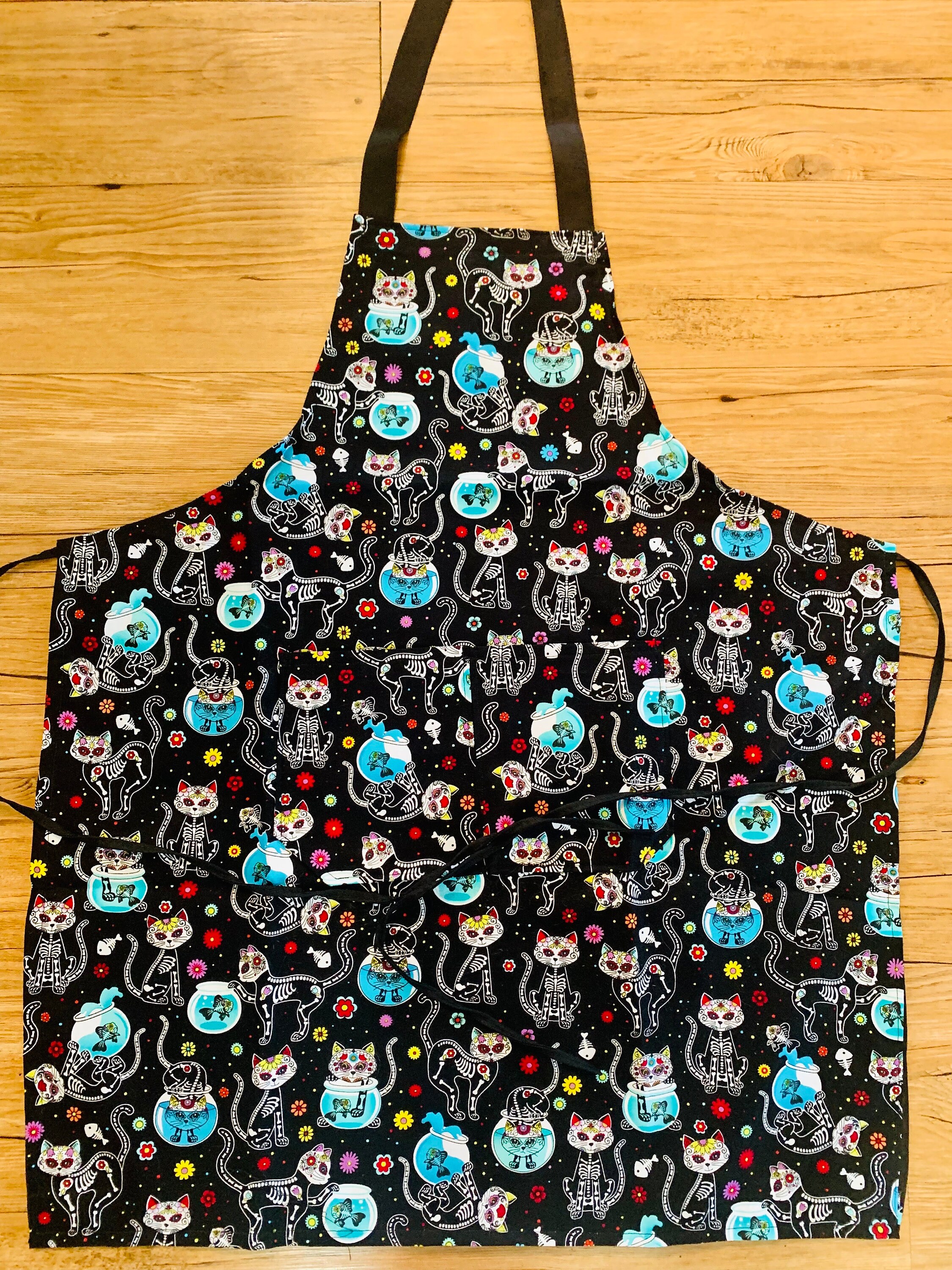 Apron, Serving Apron, Cat, Sugar Skull, Day of the Dead - Etsy