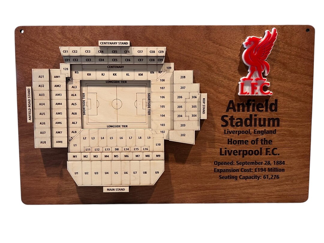 Liverpool F.C., Anfield Stadium, Layered Stadium Display - 3D Football ...
