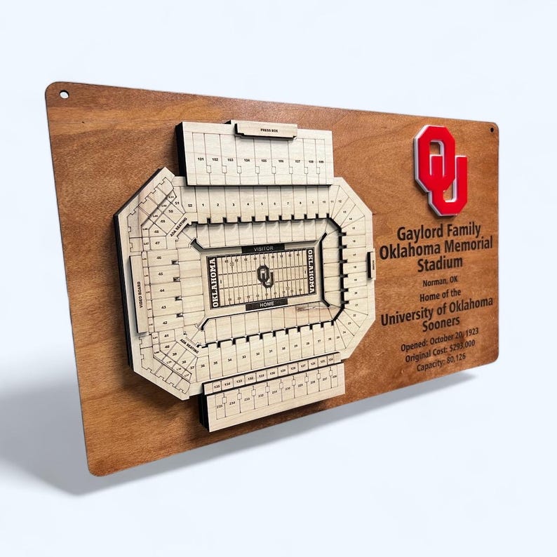 Oklahoma Boomer Football Stadium 3D Display Art Oklahoma Man Cave - Etsy