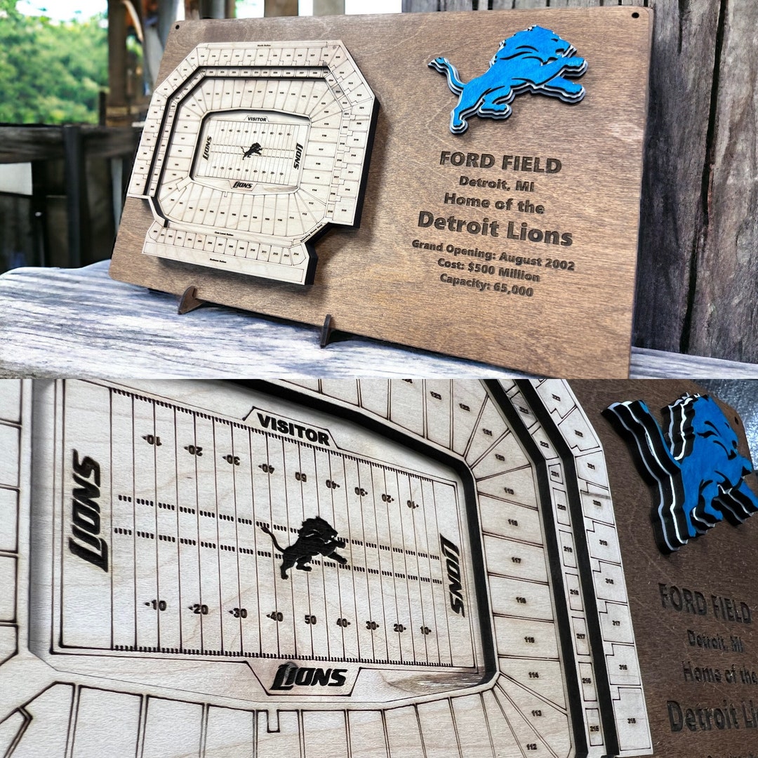 Detroit Lions Layered Ford Field Display 3D Football Art for Ultimate ...