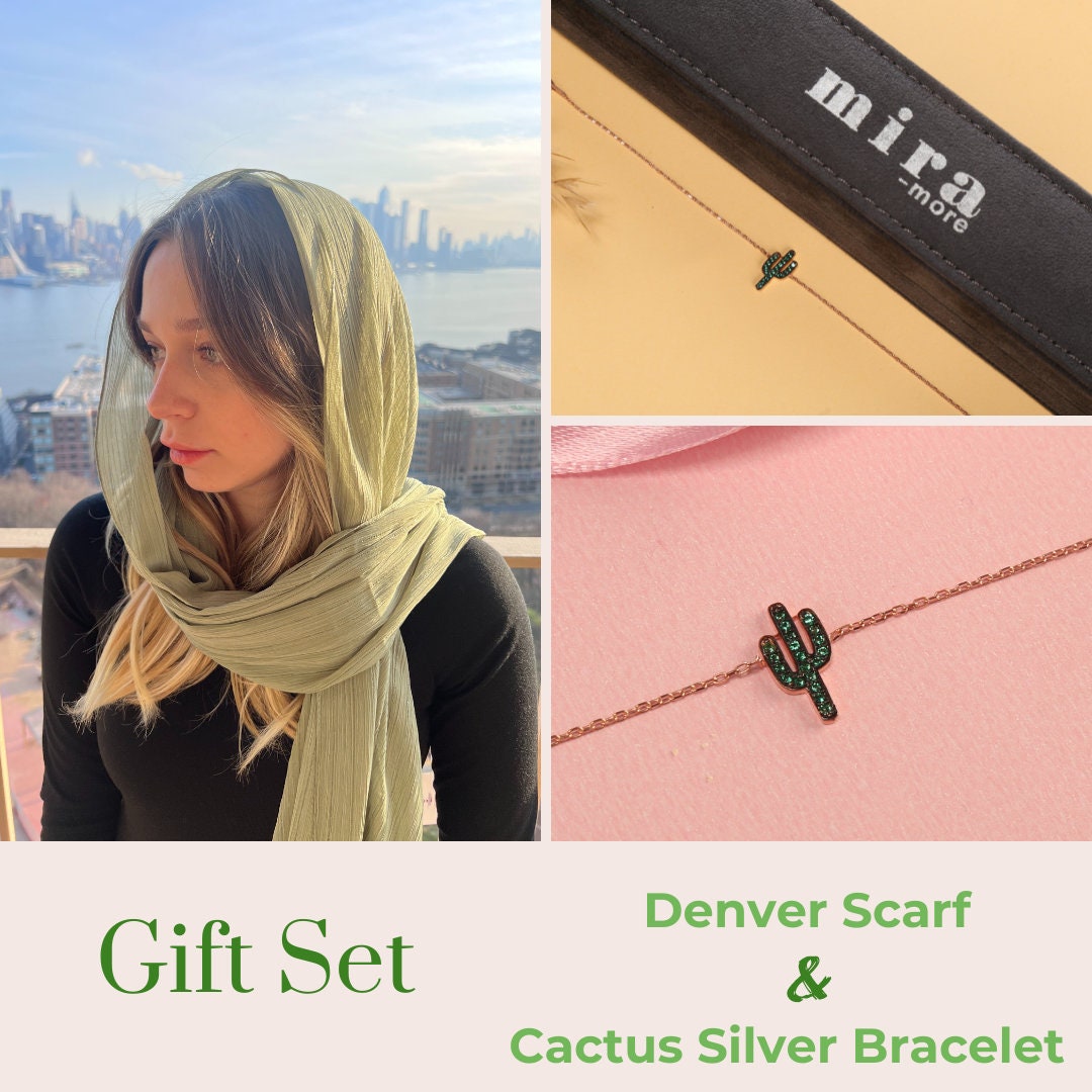 Denver Gift Set 30 X 73 Soft Scarf & Cactus Zircon Bracelet Bold and ...