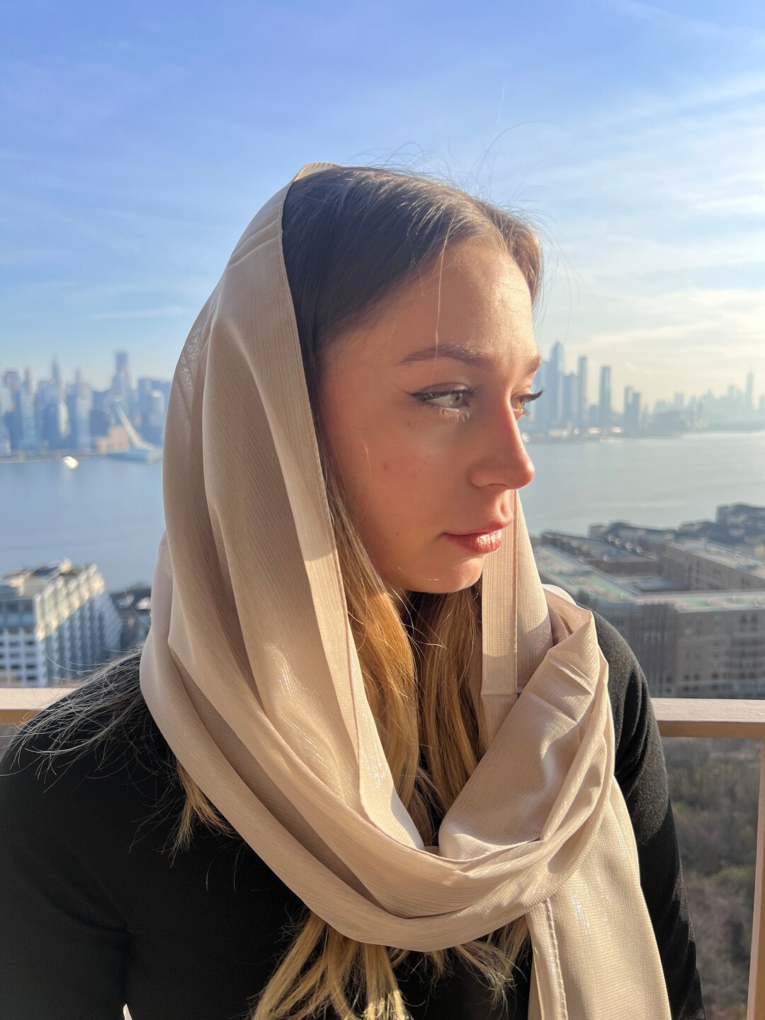 Shimmery Atlanta Head Scarf: Elegant Church Veil, Personalized Prayer ...