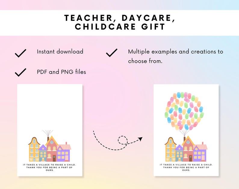 Fingerprint Teacher Appreciation Gift: Daycare Goodbye Keepsake ...