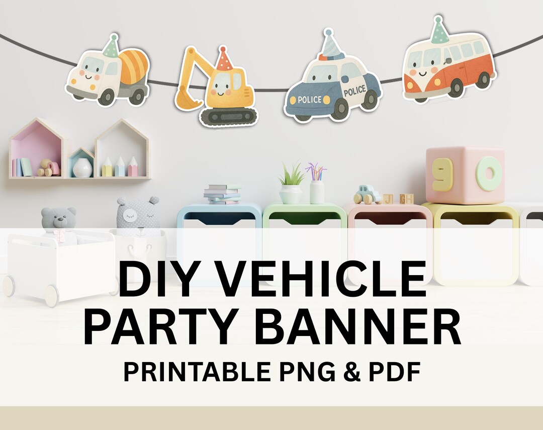 Watercolor Vehicle Party Banner: DIY Car Garland (digital Download) - Etsy