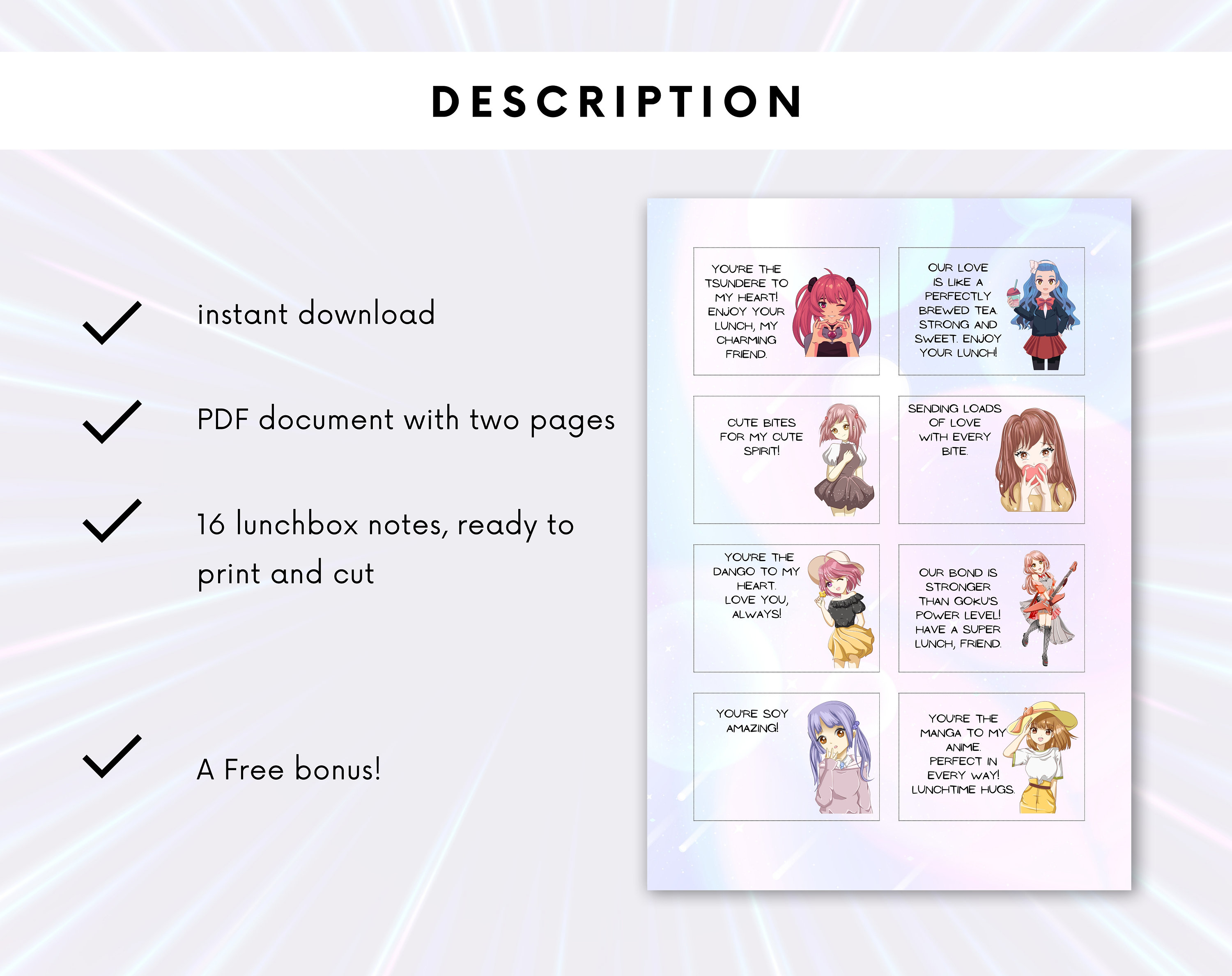 Anime Figure Lunchbox Notes Anime Cosplay Custom Sticky Notes Anime ...