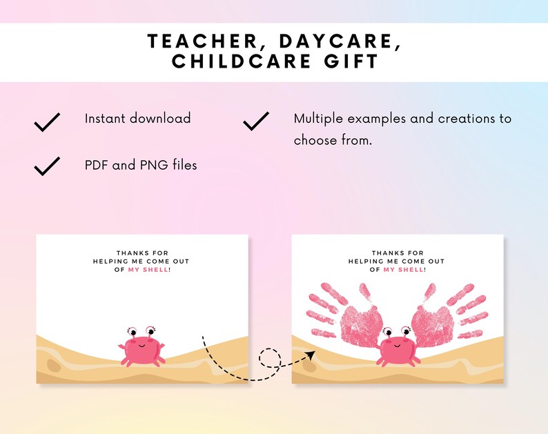 Crab Handprint Teacher Appreciation Gift: Daycare Farewell Keepsake ...