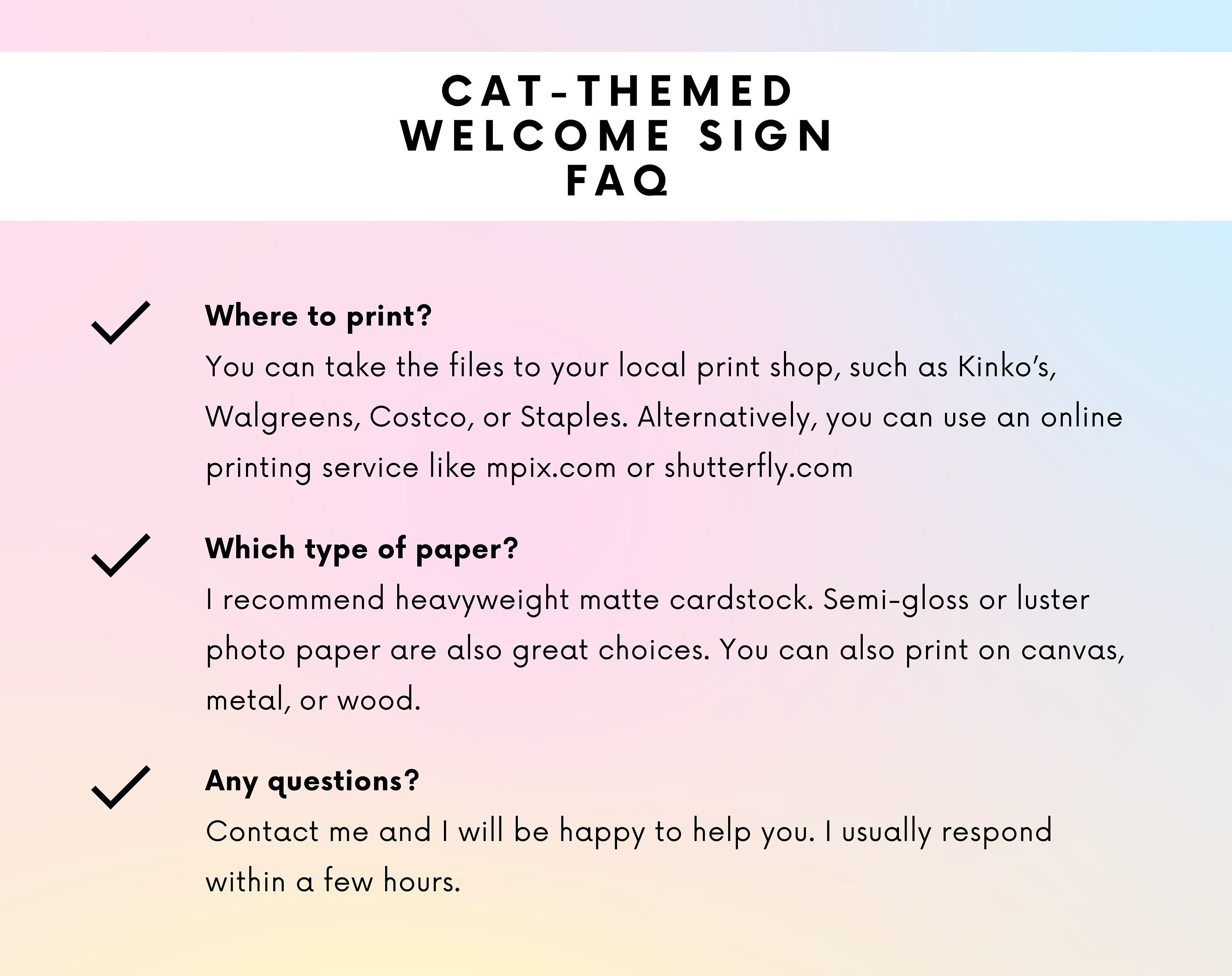 Cat Party Welcome Sign Cat Themed Party Sign Cat Decor Pet Birthday ...