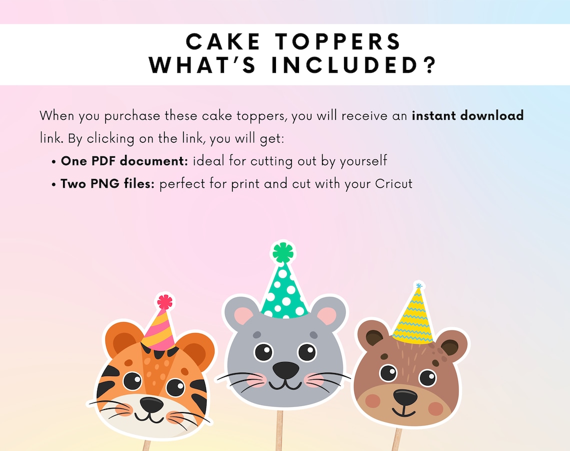 Animal Cake Topper Animal Party Safari Cake Topper Animal Cake Decor ...