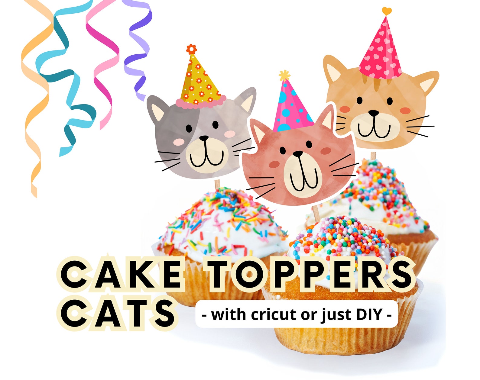Cat Cake Topper Cat Party Kitty Cake Topper Cat Lover Cat Cake Decor ...