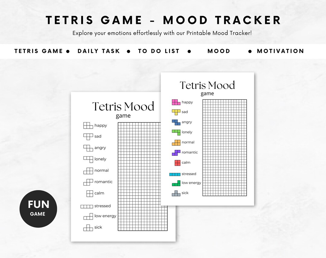 Tetris Mood Tracker Printable Tracker Daily Tracker Daily - Etsy