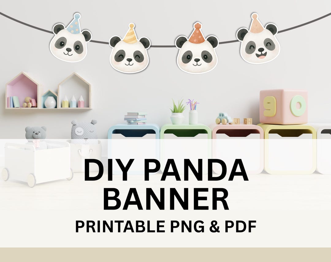 Panda Party Banner, DIY Printable Garland (PNG & PDF) - Etsy