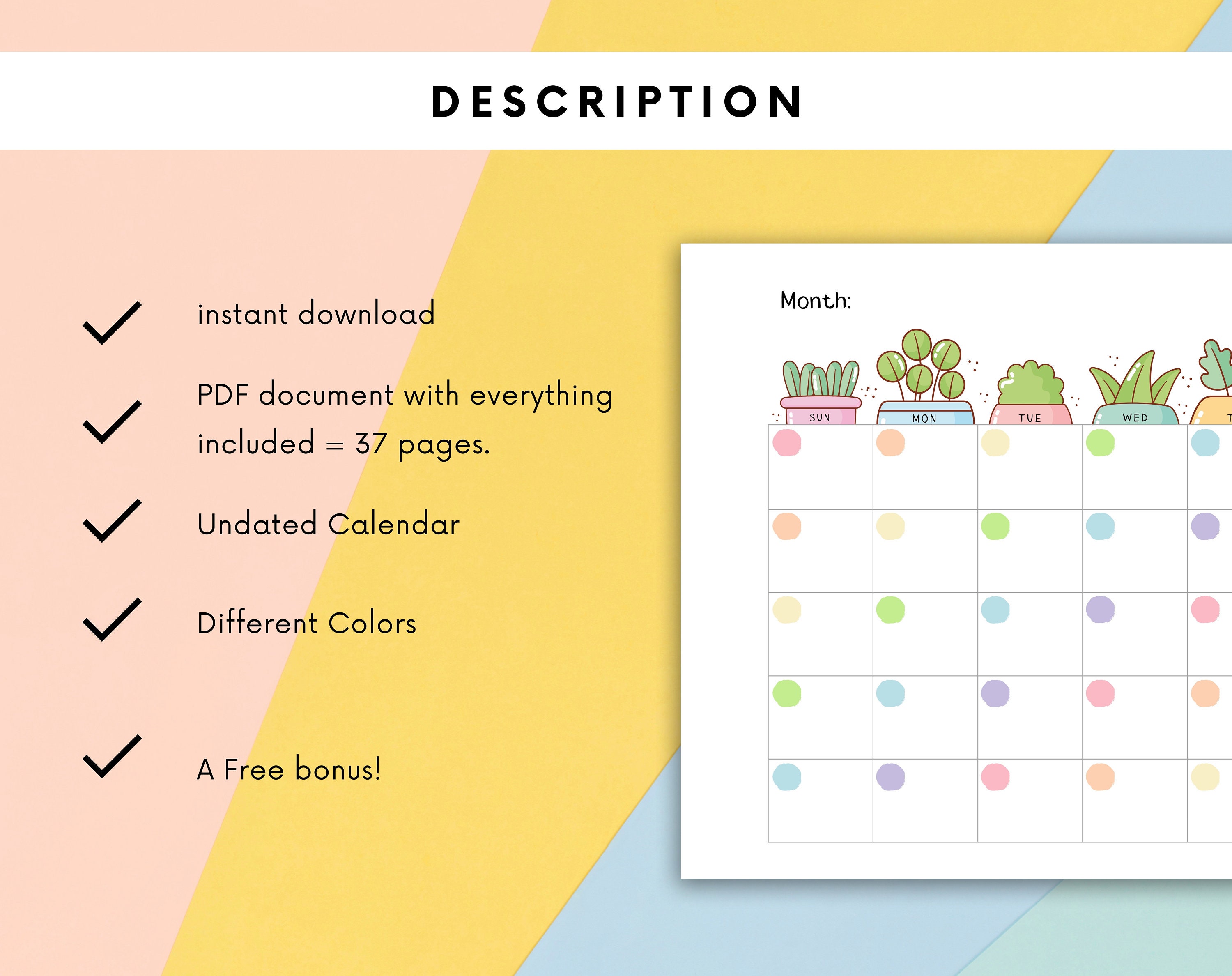 Desk Calendar Plant Calendar 2024 Kawaii Plant Gift for Plantovers ...