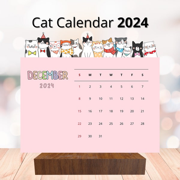 2024 Cat Calendar Desk - Etsy