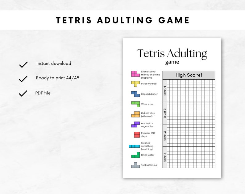 Task Tracker Tetris Tracker Productivity Planner Daily Schedule Weekly Planner Monthly ...