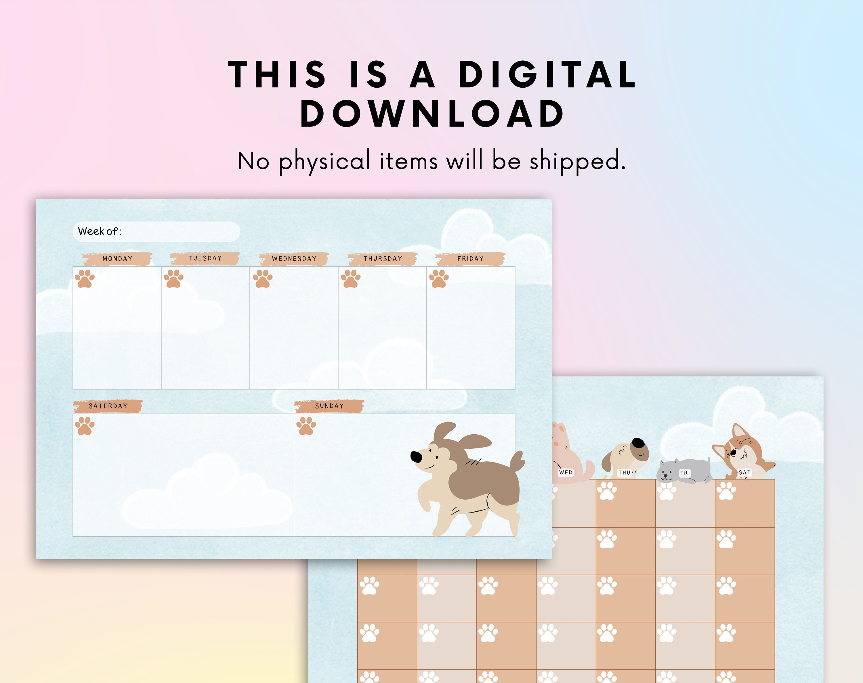 Desk Calendar Undated Dog Calendar Dog Gift for Dog Lovers Wall ...