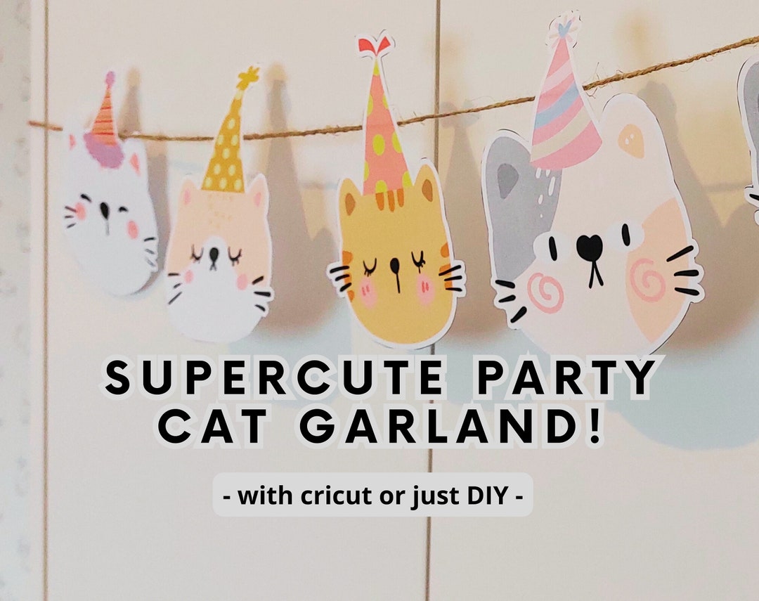 Cat Birthday Party Garland Bunting Banner Cute Kitten Birthday Party ...