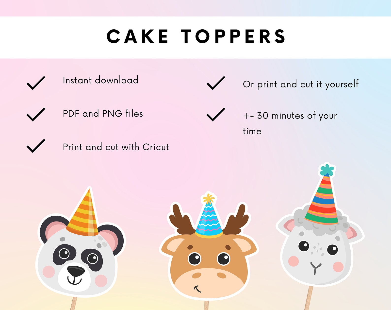 Animal Cake Topper Animal Party Safari Cake Topper Animal Cake Decor ...