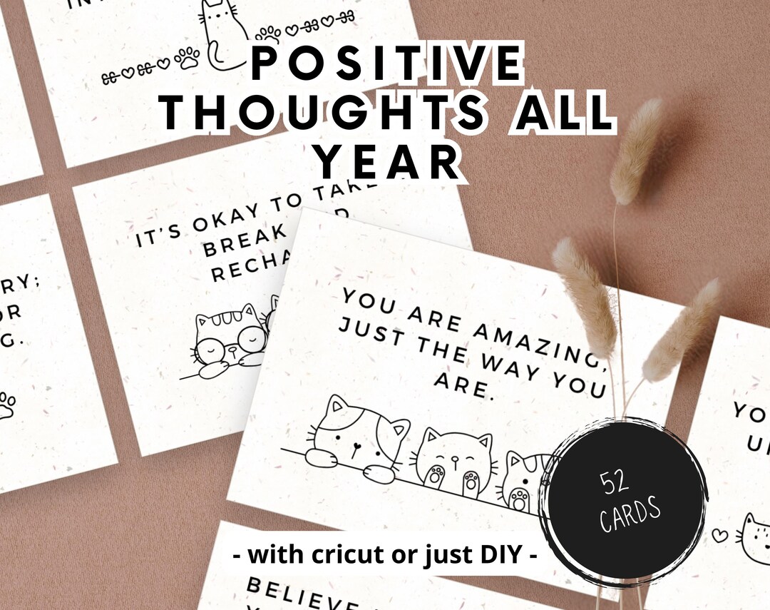 Positive Affirmation Cards Cat Design Inspirational Deck Self-care ...