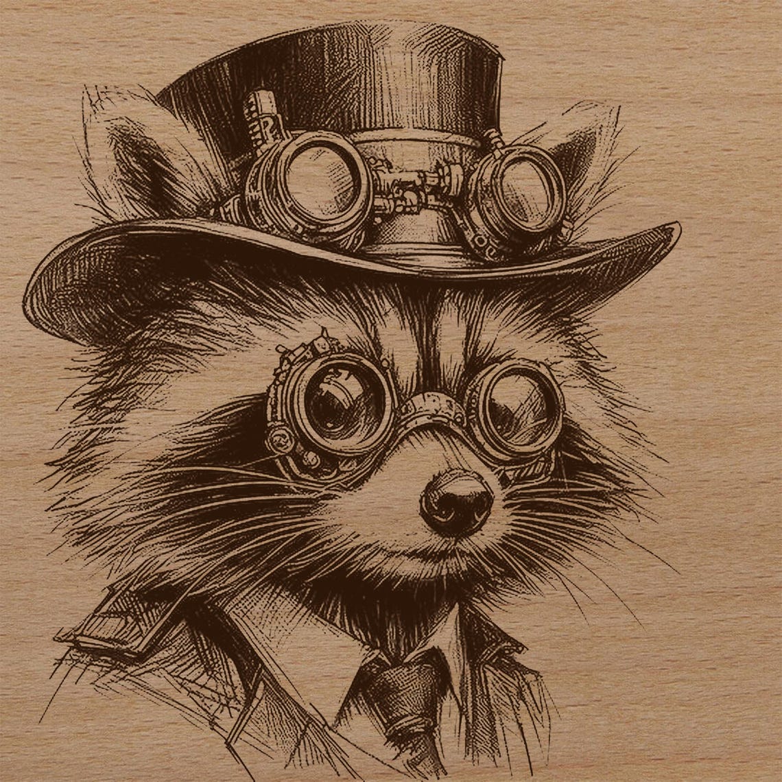 Steampunk Raccoon Laser Engraving File, Wood PNG (digital Download) - Etsy