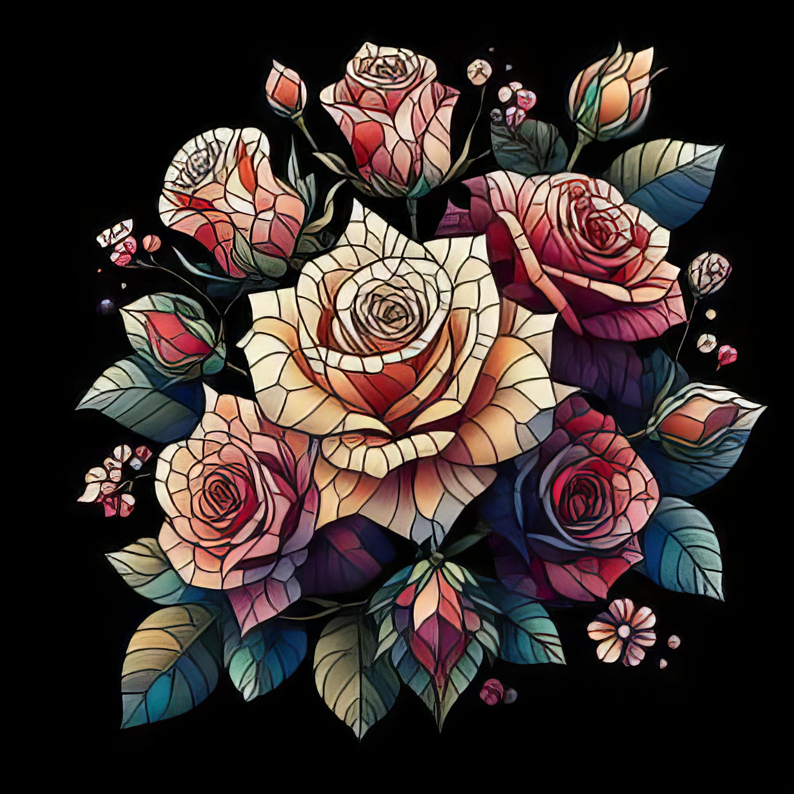 Mosaic Roses Mega Bundle Clipart , Slate Coaster Engraver Ready, Laser ...