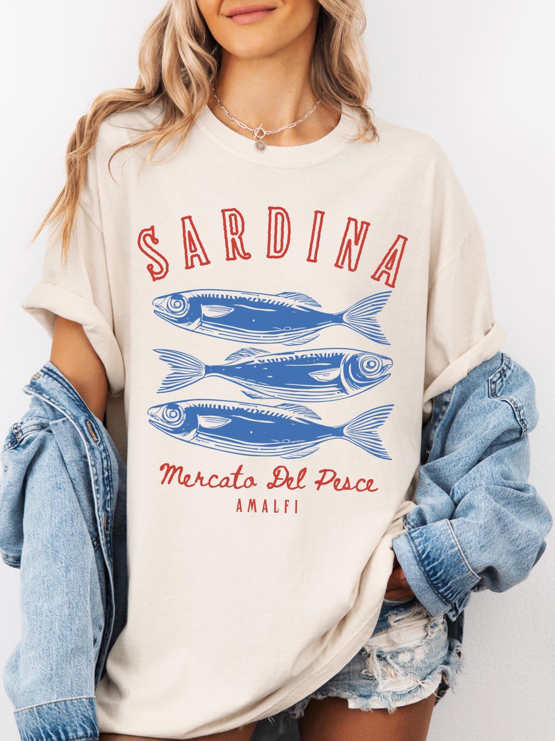 Sardine Print Tshirt Old Money Aesthetic Graphic Tee Tinned Fish Shirt ...